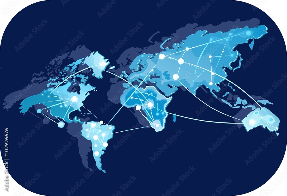 Internet on world map Stock Vector | Adobe Stock