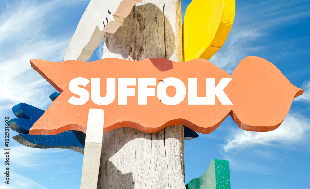 Suffolk welcome sign with sky background Stock Photo | Adobe Stock