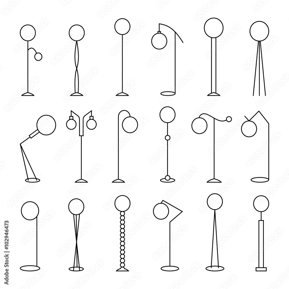 Outline floor lamp Set Stock Vector | Adobe Stock
