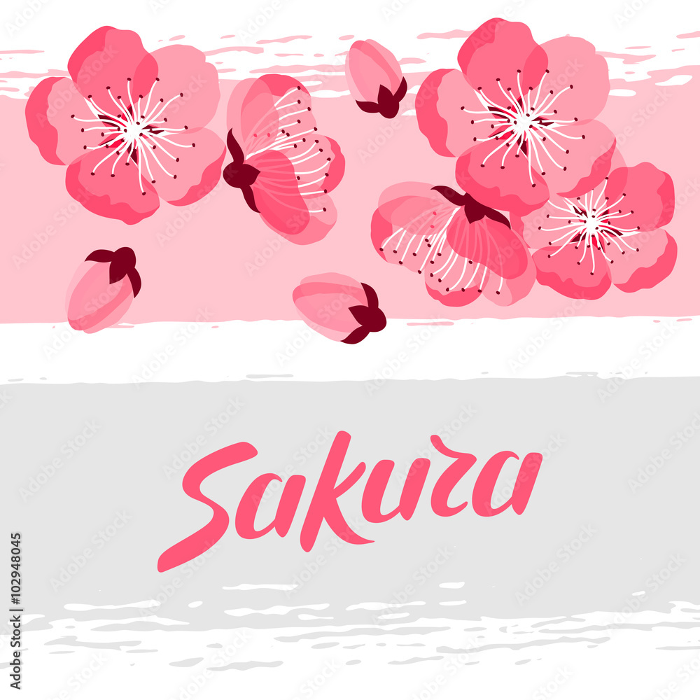 Japanese sakura background with stylized flowers. Image for holiday ...