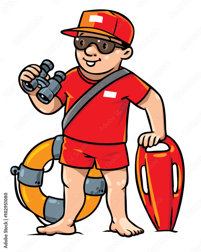 Funny lifeguard. Children vector illustration Stock Vector | Adobe Stock