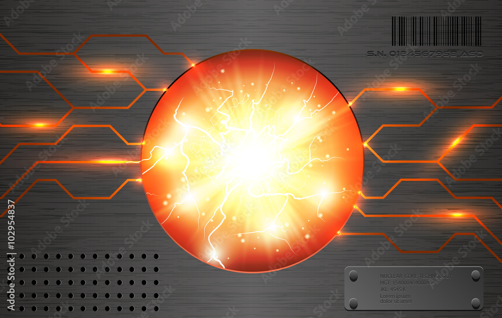 Vector power energy atomic reactor background. Nuclear reaction and ...