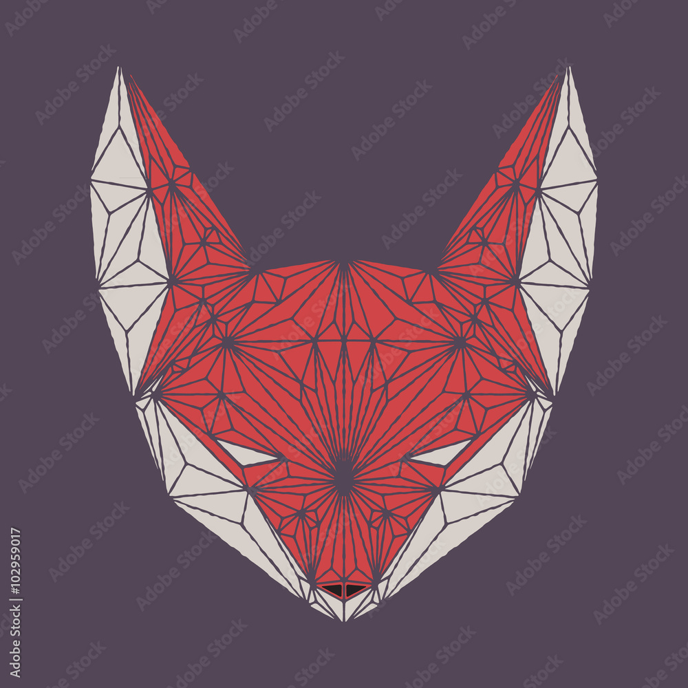 Abstract geometric fox head. Fox logo. Fox mascot. Vector flat ...