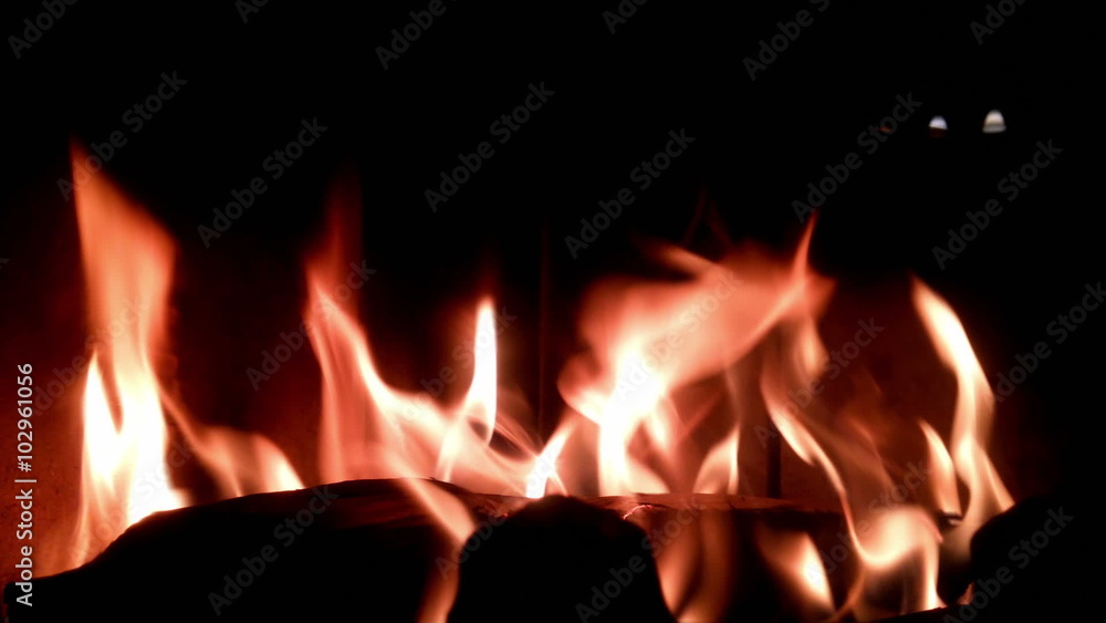 Fire flames, wood burning, close up Stock Video | Adobe Stock