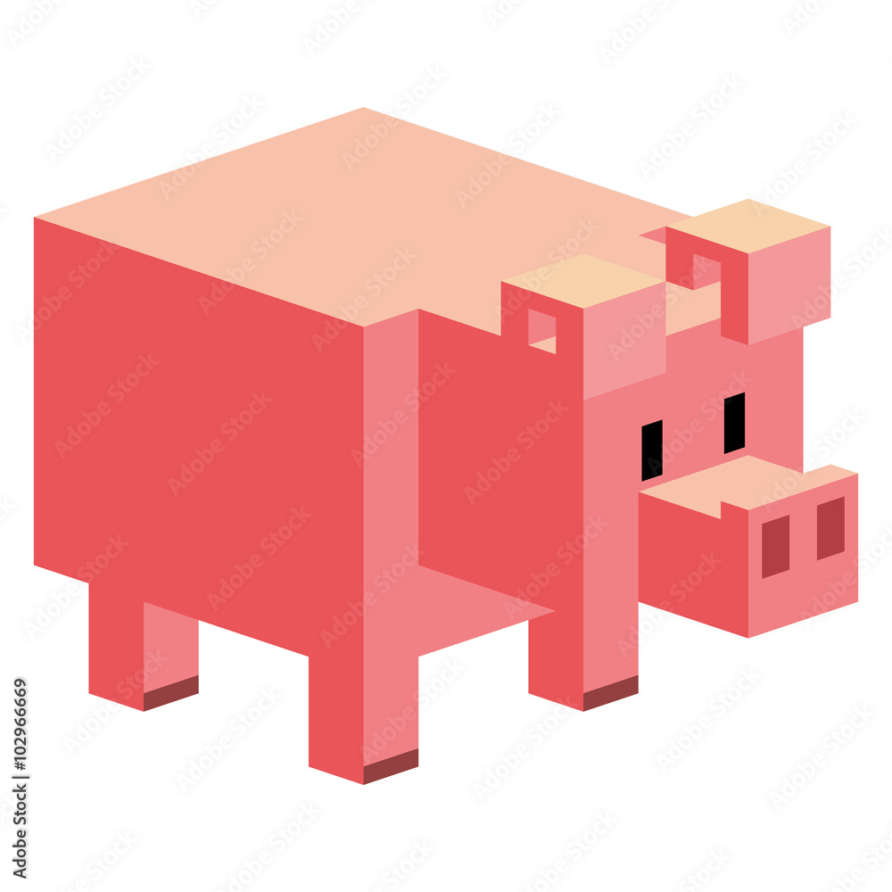 Cartoon Pig Isolated On White Background Stock Vector | Adobe Stock
