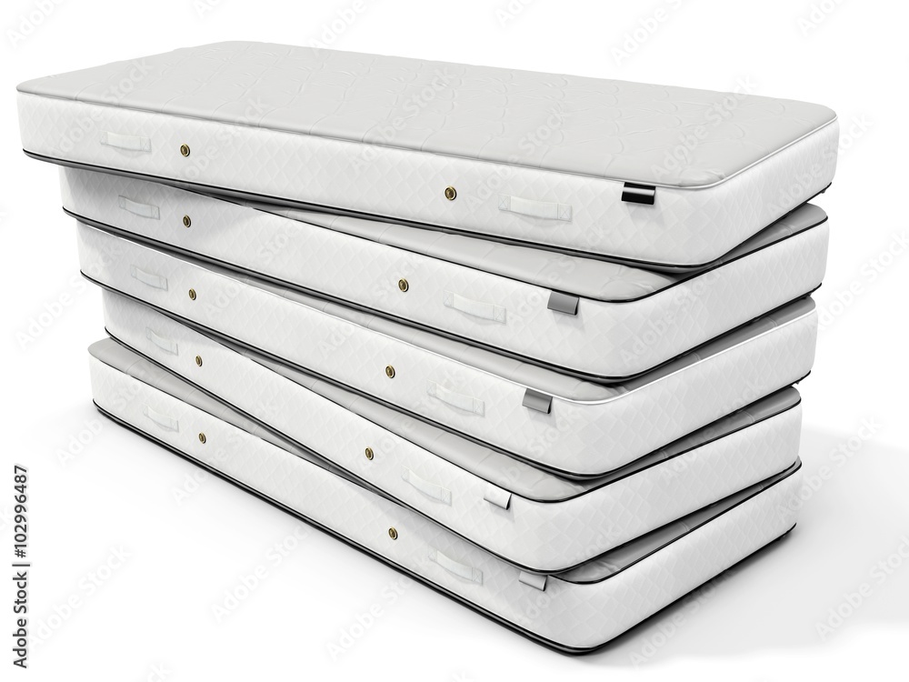 3d white mattress stack Stock Illustration | Adobe Stock