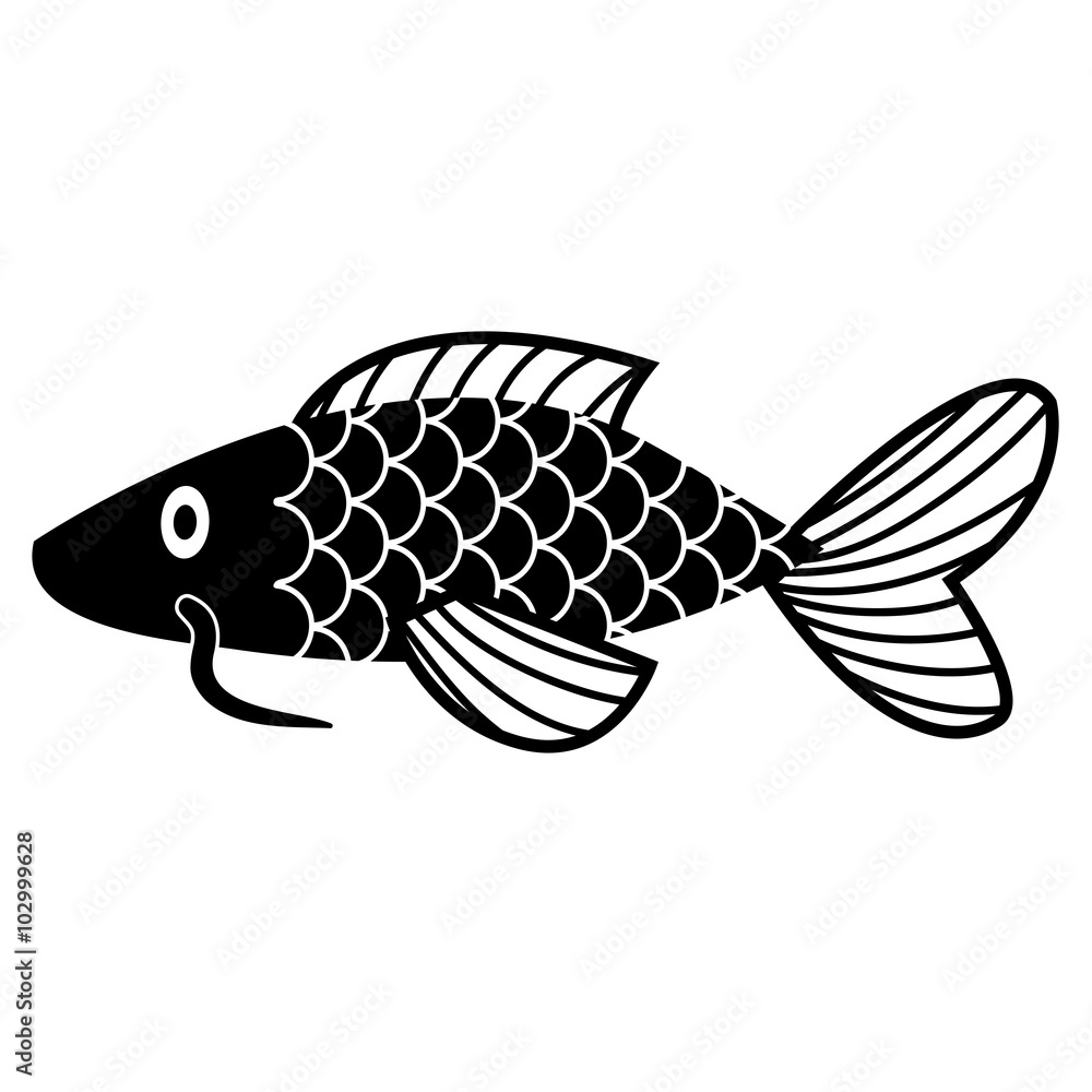 Stylish Cartoon Fish Isolated On White Background Stock Vector | Adobe ...