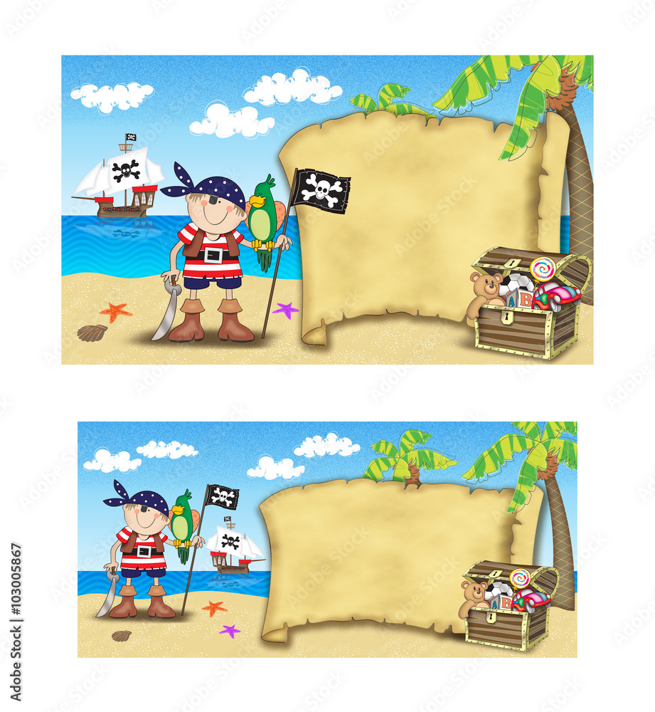 Pirate baptism invitation. Two layouts of a pirate baptism invitation ...