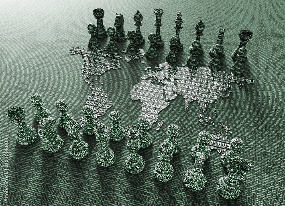 digital world map chess board with chess play Stock Illustration ...
