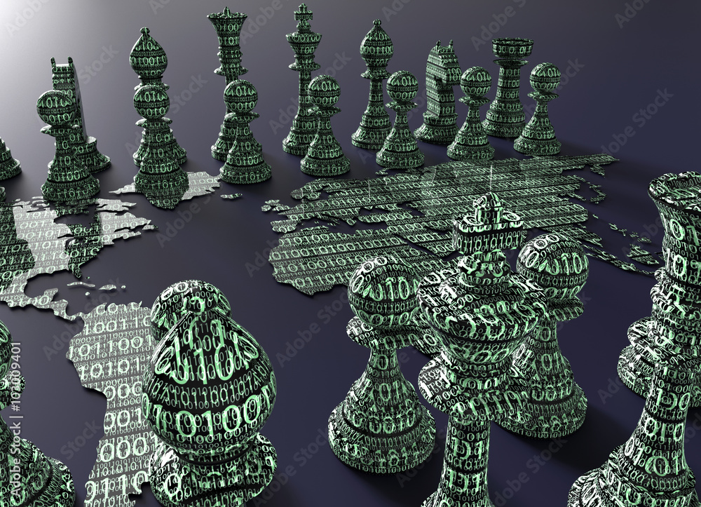 digital world map chess board with chess play Stock Illustration ...