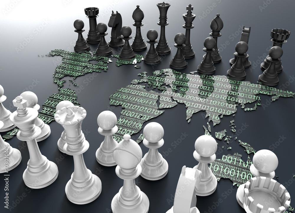 digital world map chess board with chess play Stock Illustration ...