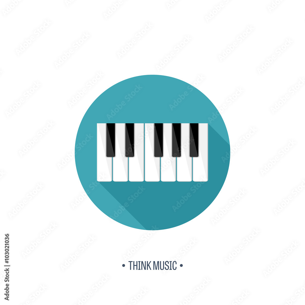Vector illustration. Musical flat background. Piano key, keyboard ...