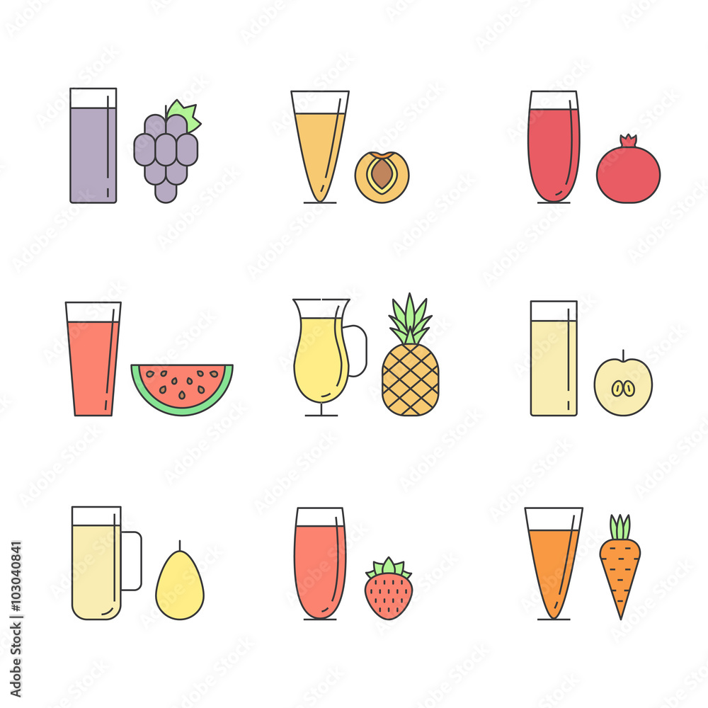 Fruit and vegetable smoothie (juice) in glasses vector concept. Menu ...