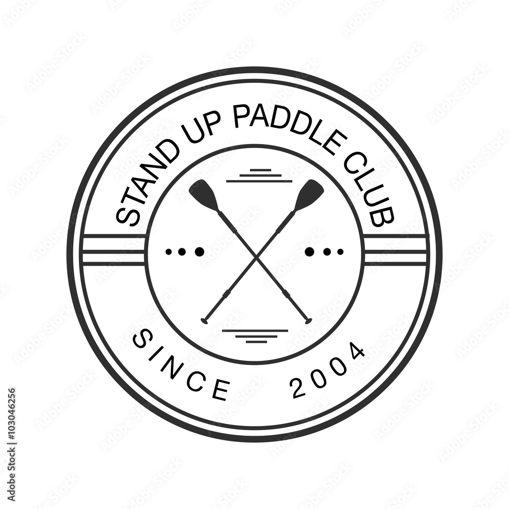 Logo template for stand up paddling. Vector athletic label Stock Vector ...