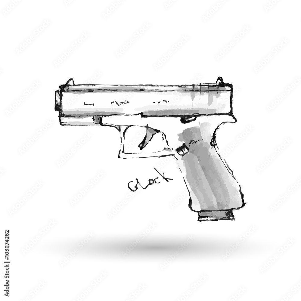 hand drawn pistol vector illustration Stock Vector | Adobe Stock