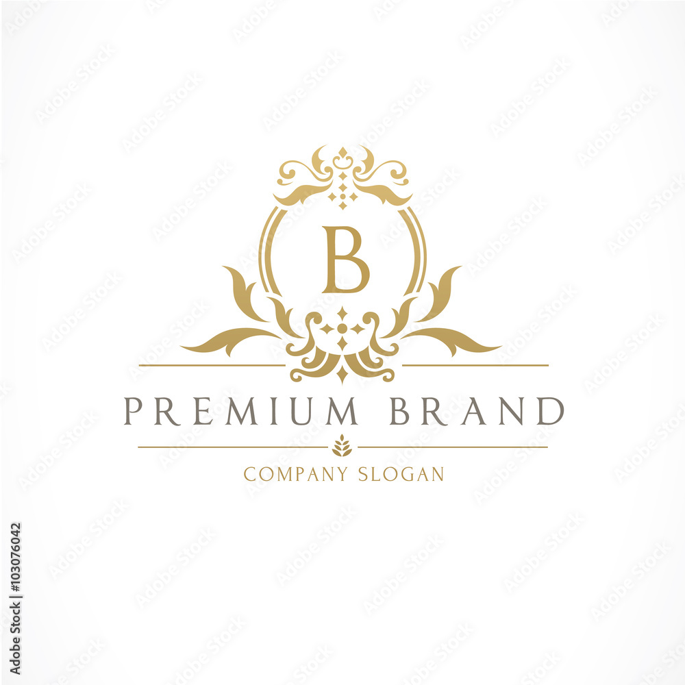 Luxury Crest logo with B letter design for hotel and fashion brand ...