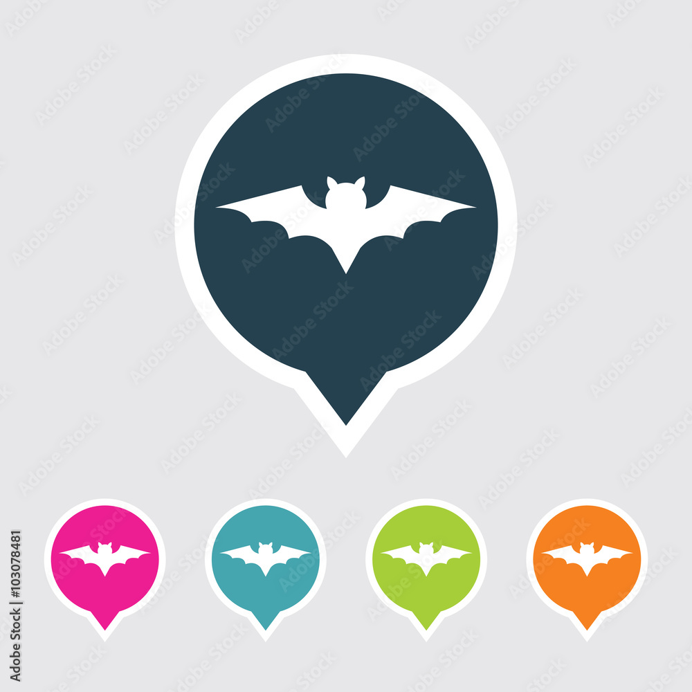 Very Useful Editable Bat Icon on Different Colored Pointer Shape. Eps ...