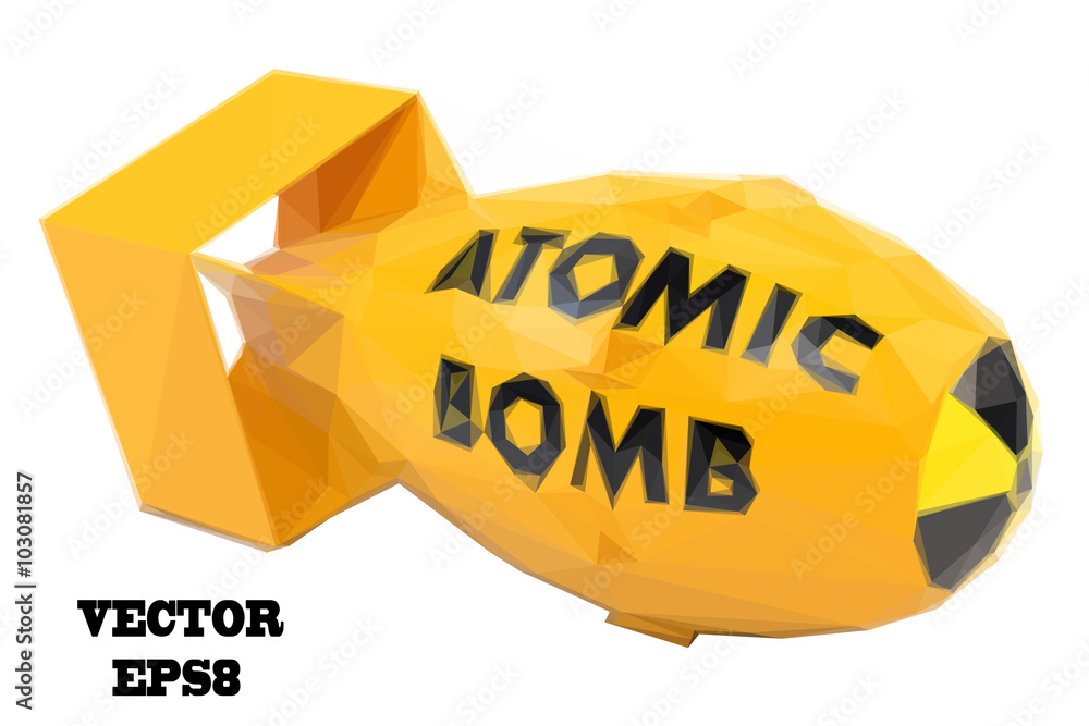Stylized yellow atomic bomb on a white background. Vector illust Stock ...