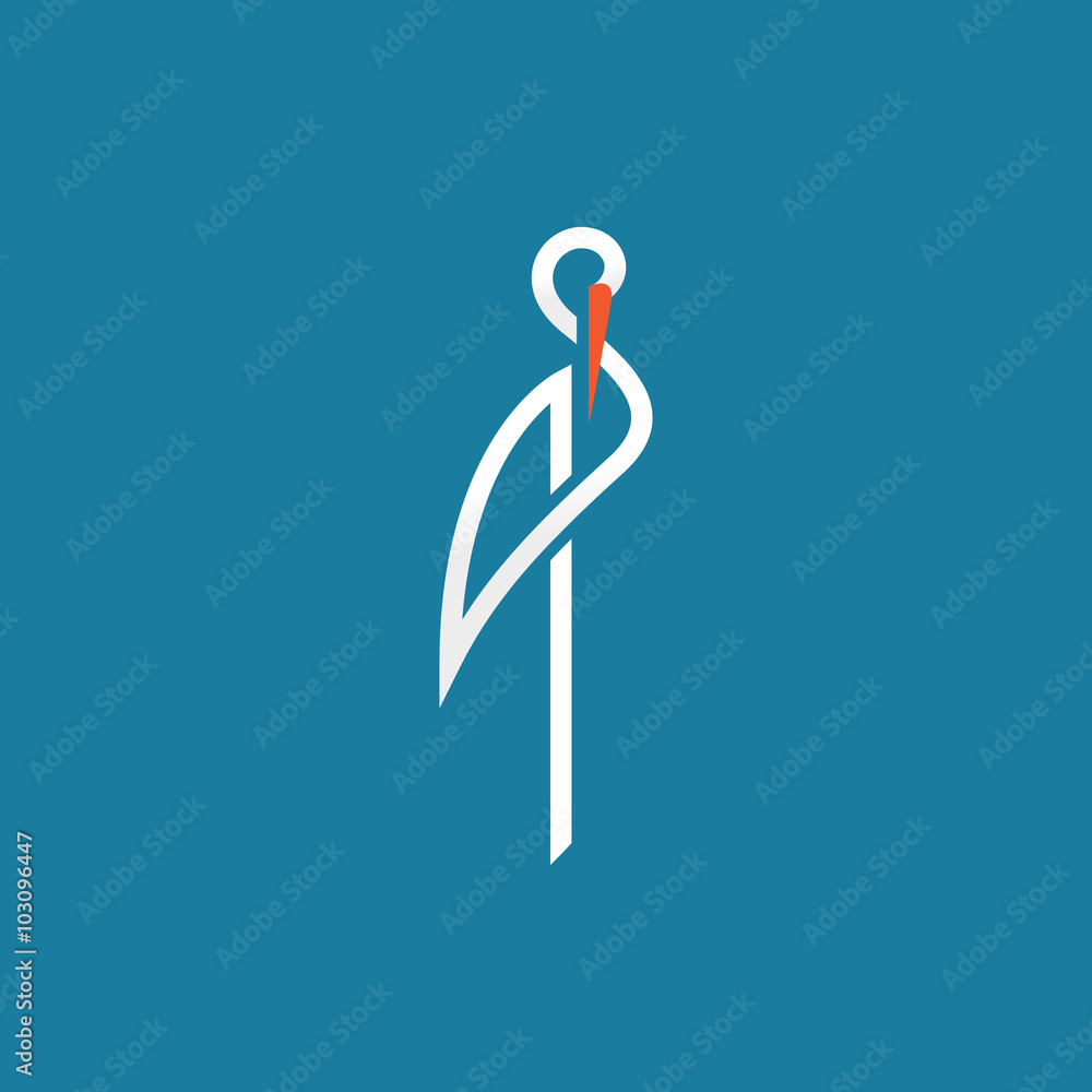 stork sign on blue background vector illustration Stock Vector | Adobe ...