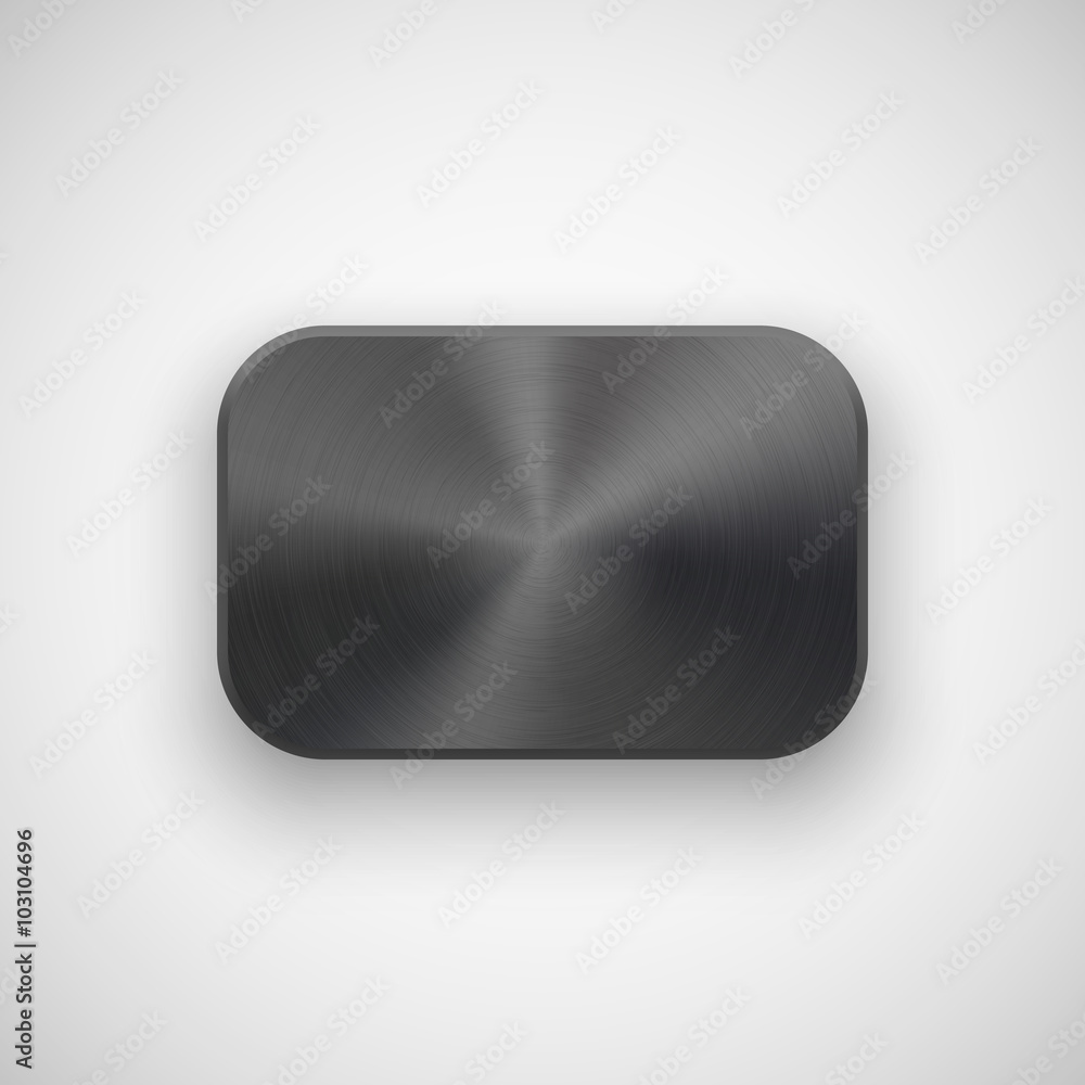 Black abstract geometric shape, rectangle badge, blank button template ...