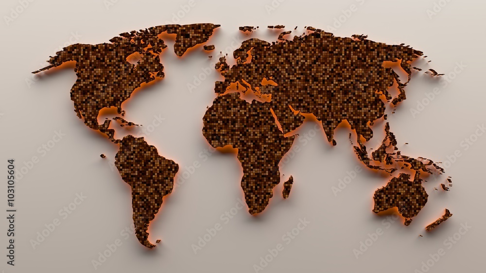 3d Mosaic tiles world map Stock Illustration | Adobe Stock
