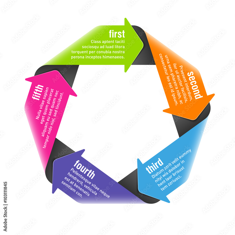 Five steps process arrows design element Stock Vector | Adobe Stock