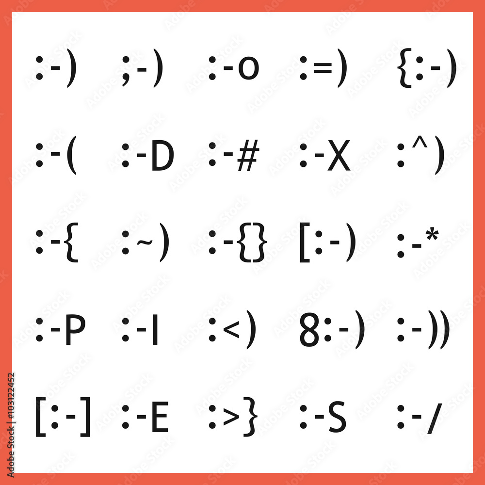 Popular facial expression font type character faces, emoticons and ...