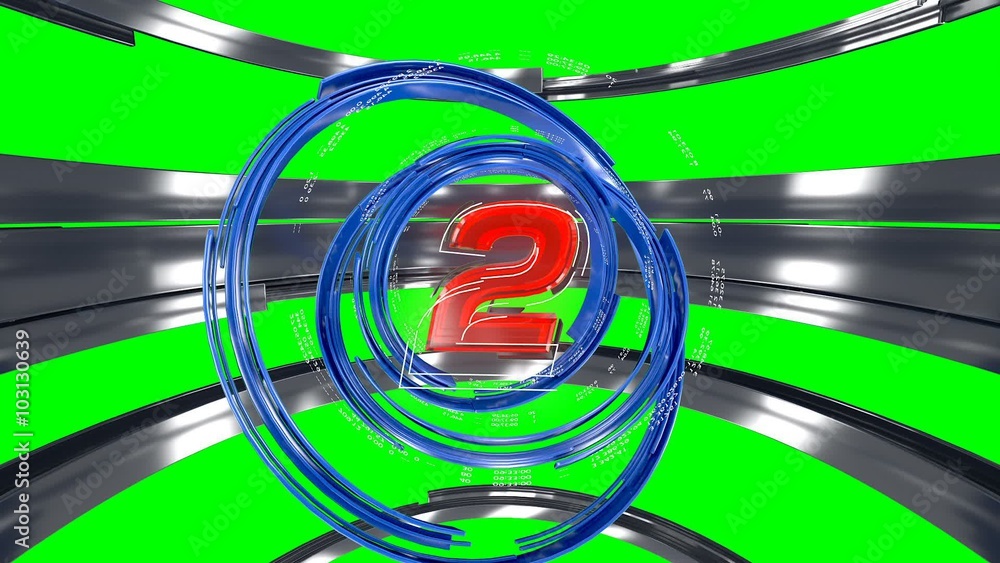 Modern style number countdown from 1 to 10 with rings rotating around ...