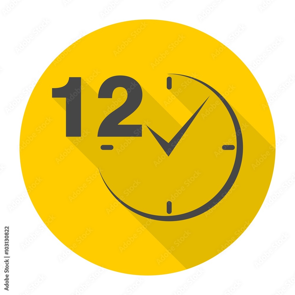 12 hours circular icons set with long shadow Stock Vector | Adobe Stock