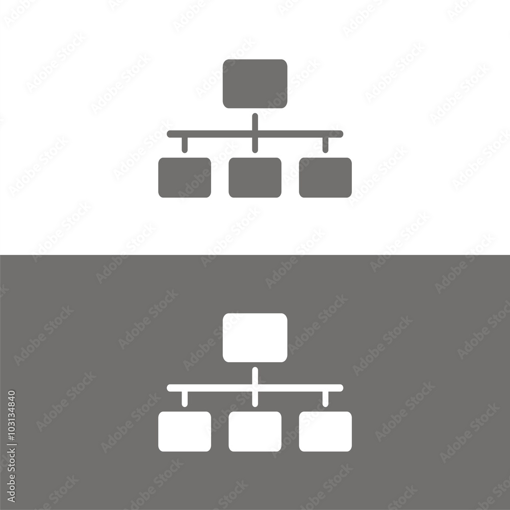 Icono de organigrama sobre fondos blanco y negro. Jerarquía de ...