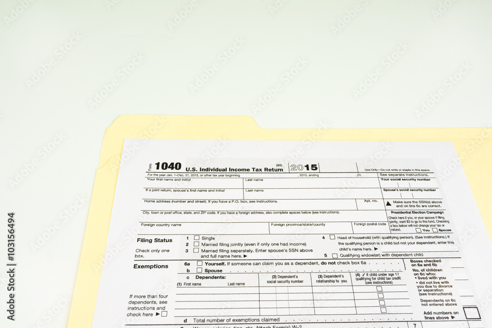 Tax Form 1040, Tax Form Details with Light Background Stock Photo ...