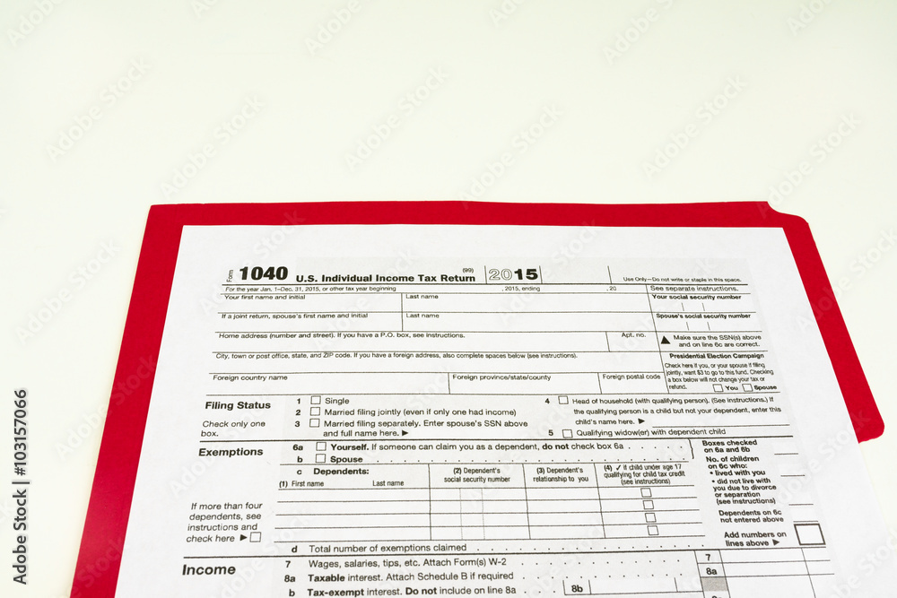 Tax Form 1040, Tax Form Details with Light Background Stock Photo ...