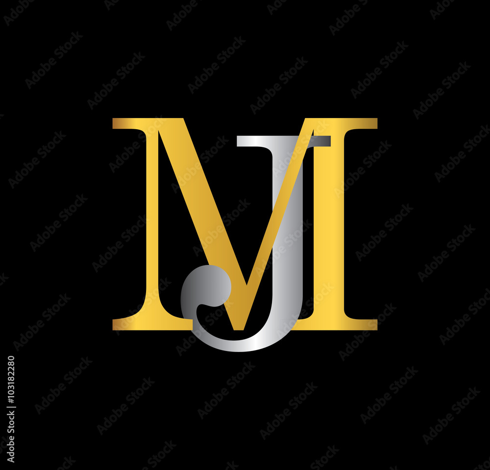 MJ initial letter with gold and silver Stock Vector | Adobe Stock