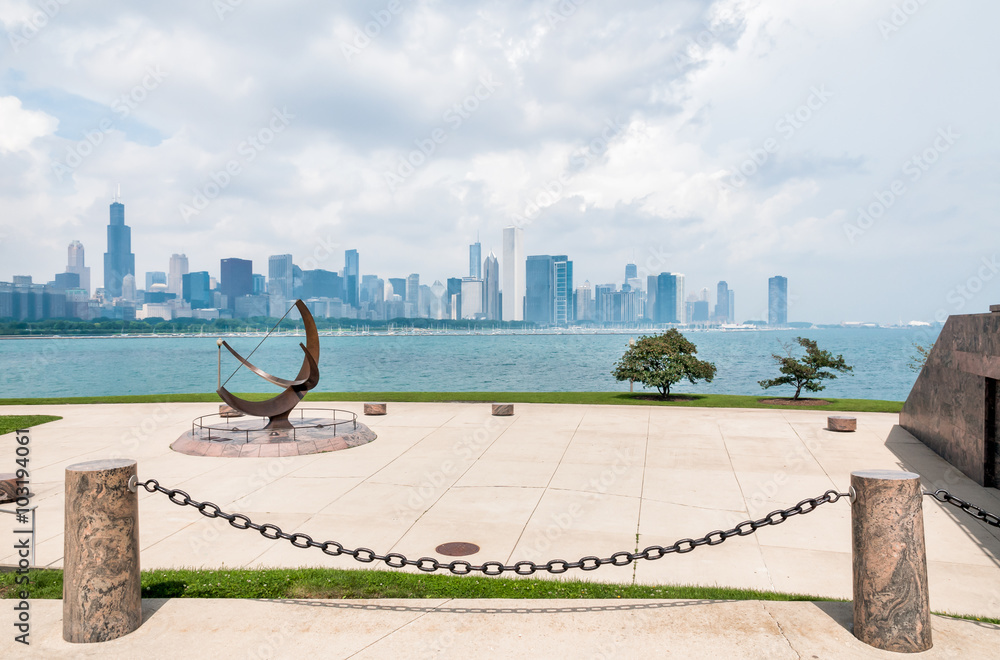 Bronze sculpture located on the Lake Michigan lakefront outside the ...