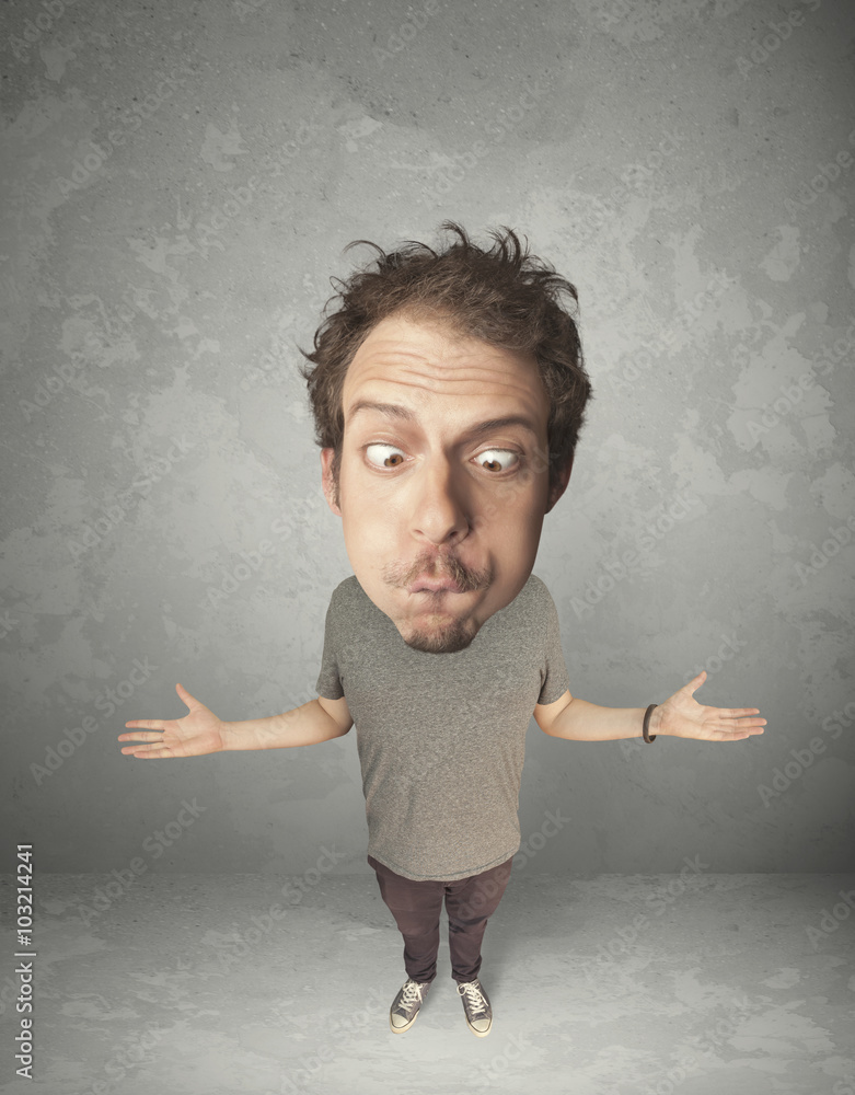 Funny person with big head Stock Photo | Adobe Stock