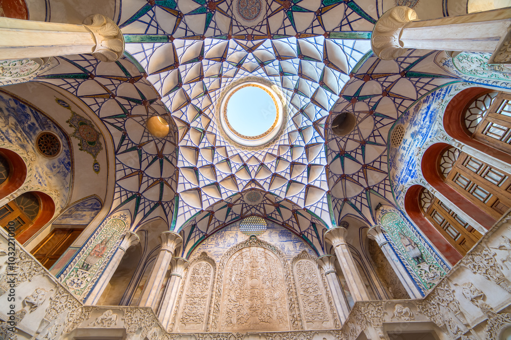Ornamental ceiling of Borujerdi Historical House in Kashan, Iran Stock ...