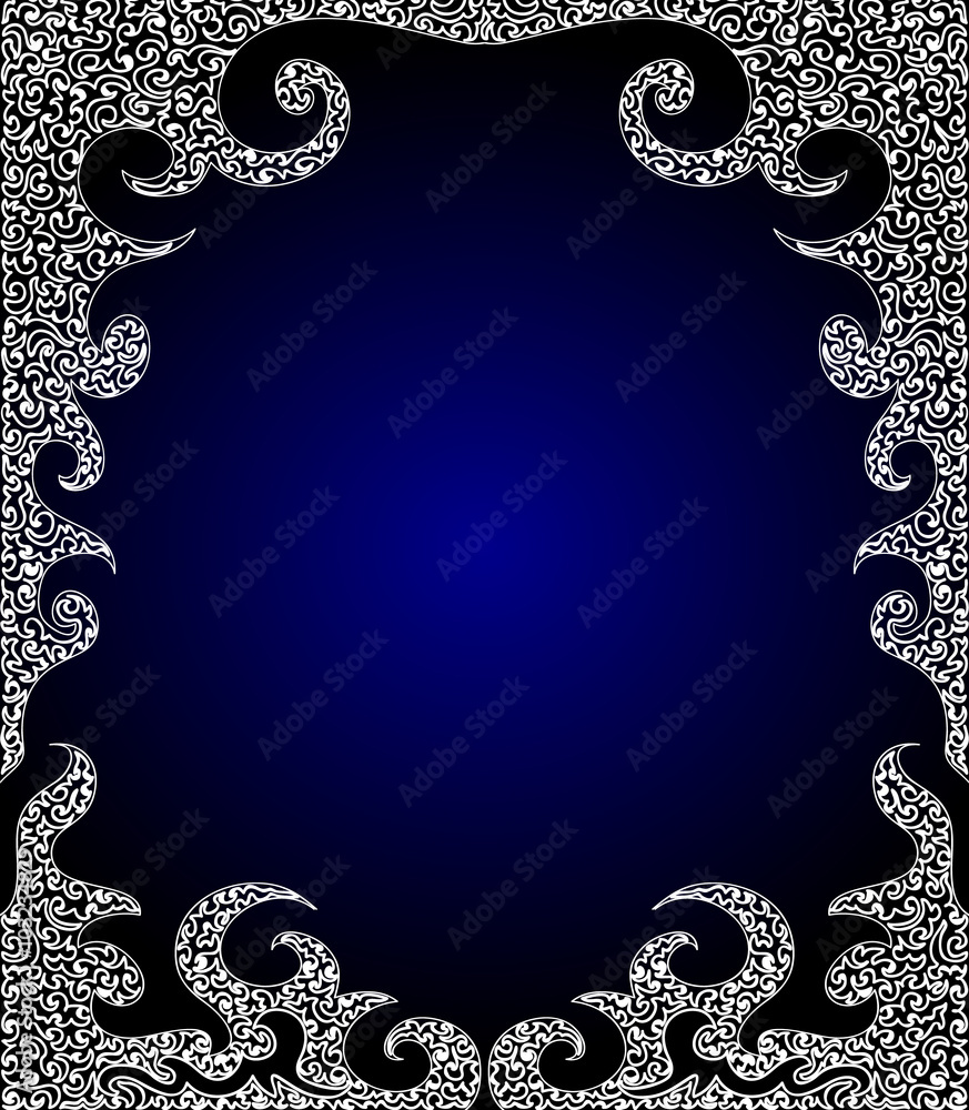 Beautiful vertical blue vector frame. You can use it as an invitation ...