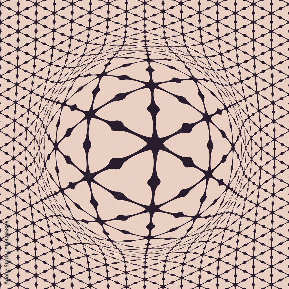 an emerging sphere from a triangles pattern plan, optical illusion of a ...