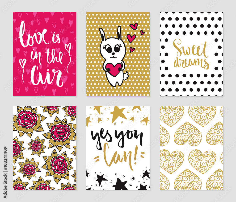 Romantic cards collection. Stock Vector | Adobe Stock