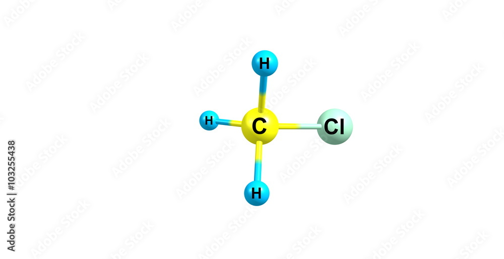 Chloromethane molecular structure isolated on white Stock Illustration ...