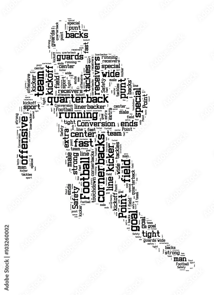 American football word cloud, football typography background Stock ...