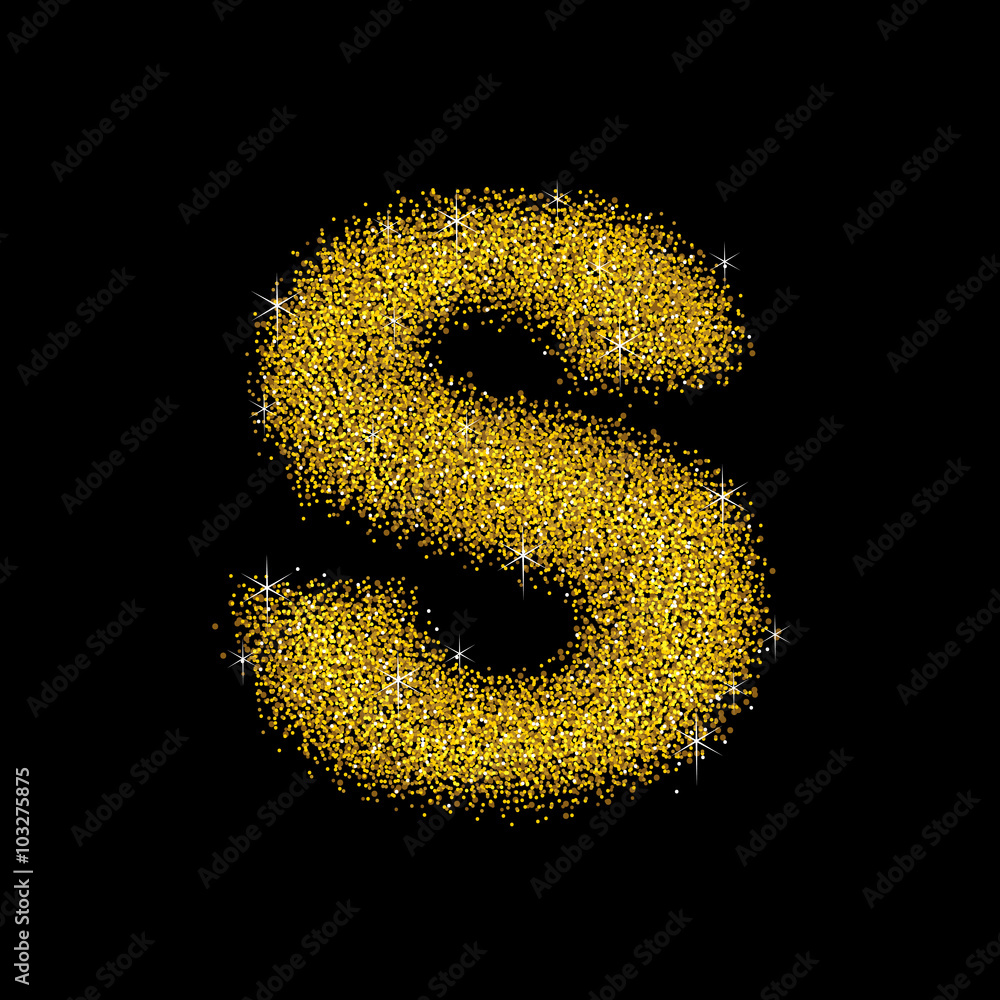 Gold dust font type letter S Stock Vector | Adobe Stock