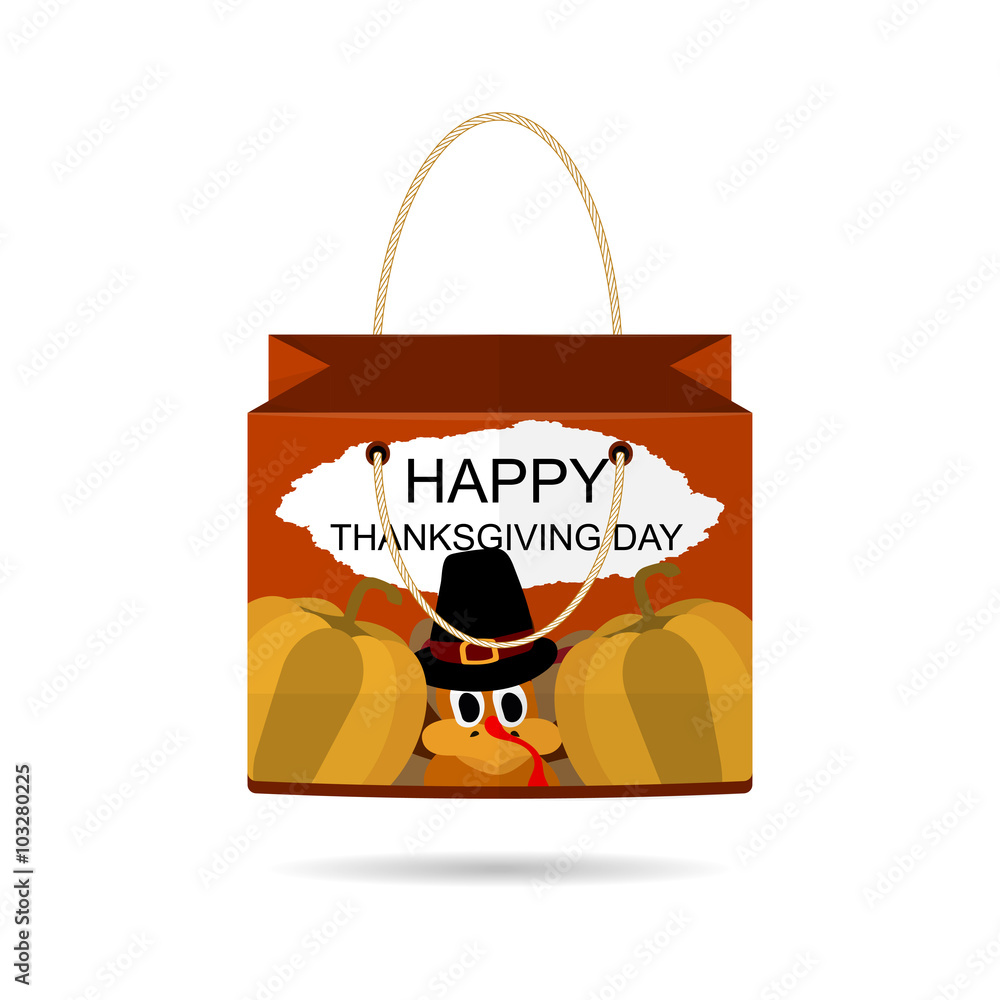 Paper Shopping Bags collection for thanksgiving day with cute turkeys ...