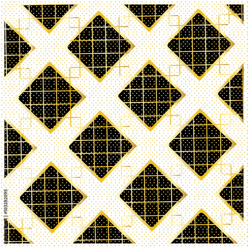 Gold diamond, Checkered pattern. Modern ornament with diamond and gold ...
