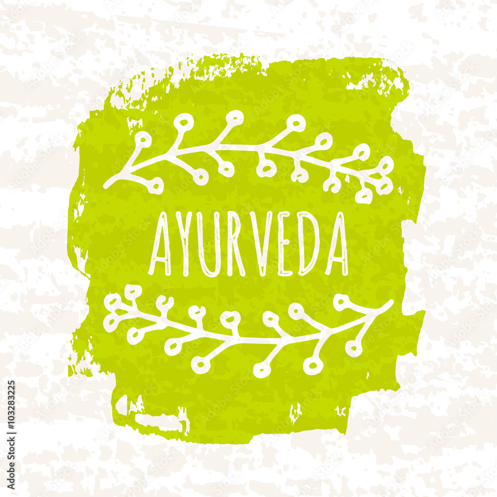 Creative colorful green Ayurvedic poster isolated on white background ...