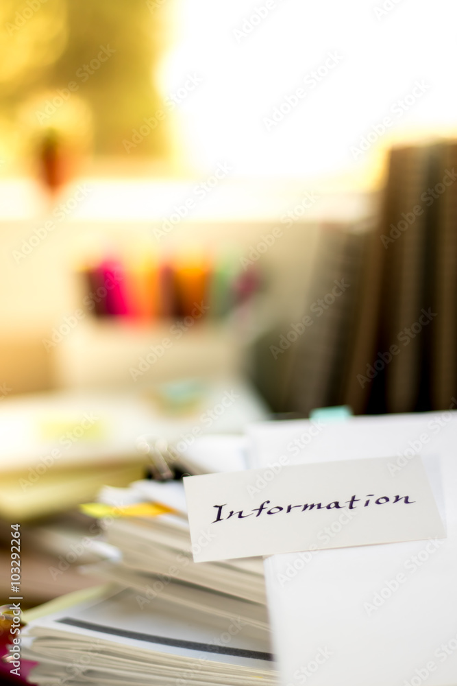 Information; Stack of Documents. Working or Studying at messy de Stock ...