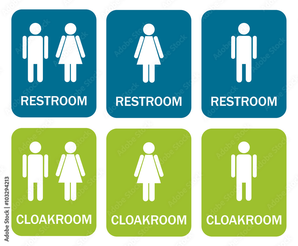 6 isolated signs - 3 for restroom and 3 for cloakroom Stock Vector ...