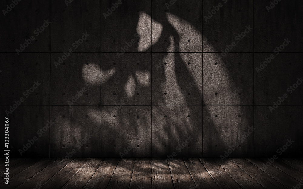 grunge background with shadow in the shape of a skull, scary dark ...