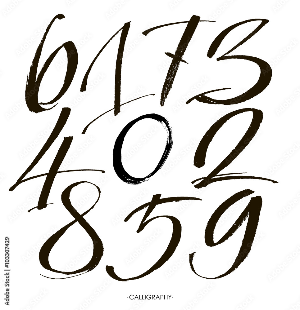 vector set of calligraphic acrylic or ink numbers Stock Vector | Adobe ...