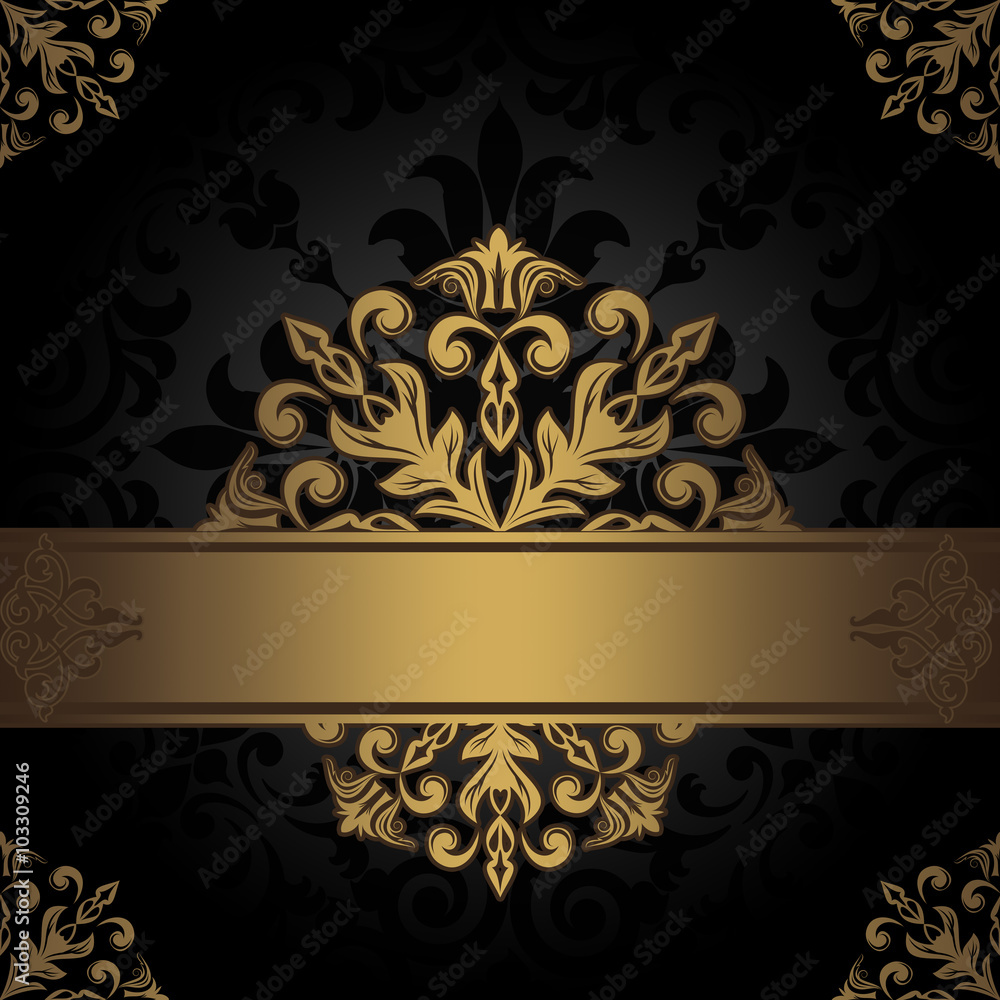 Vintage background with gold patterns. Stock Illustration | Adobe Stock